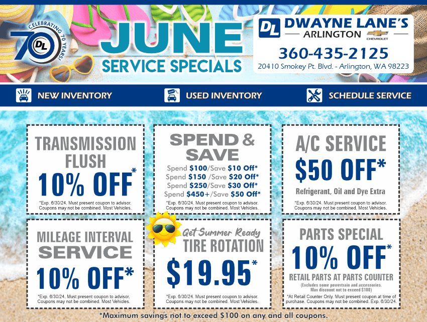 Service & Parts Coupons | Dwayne Lane's Arlington Chevrolet